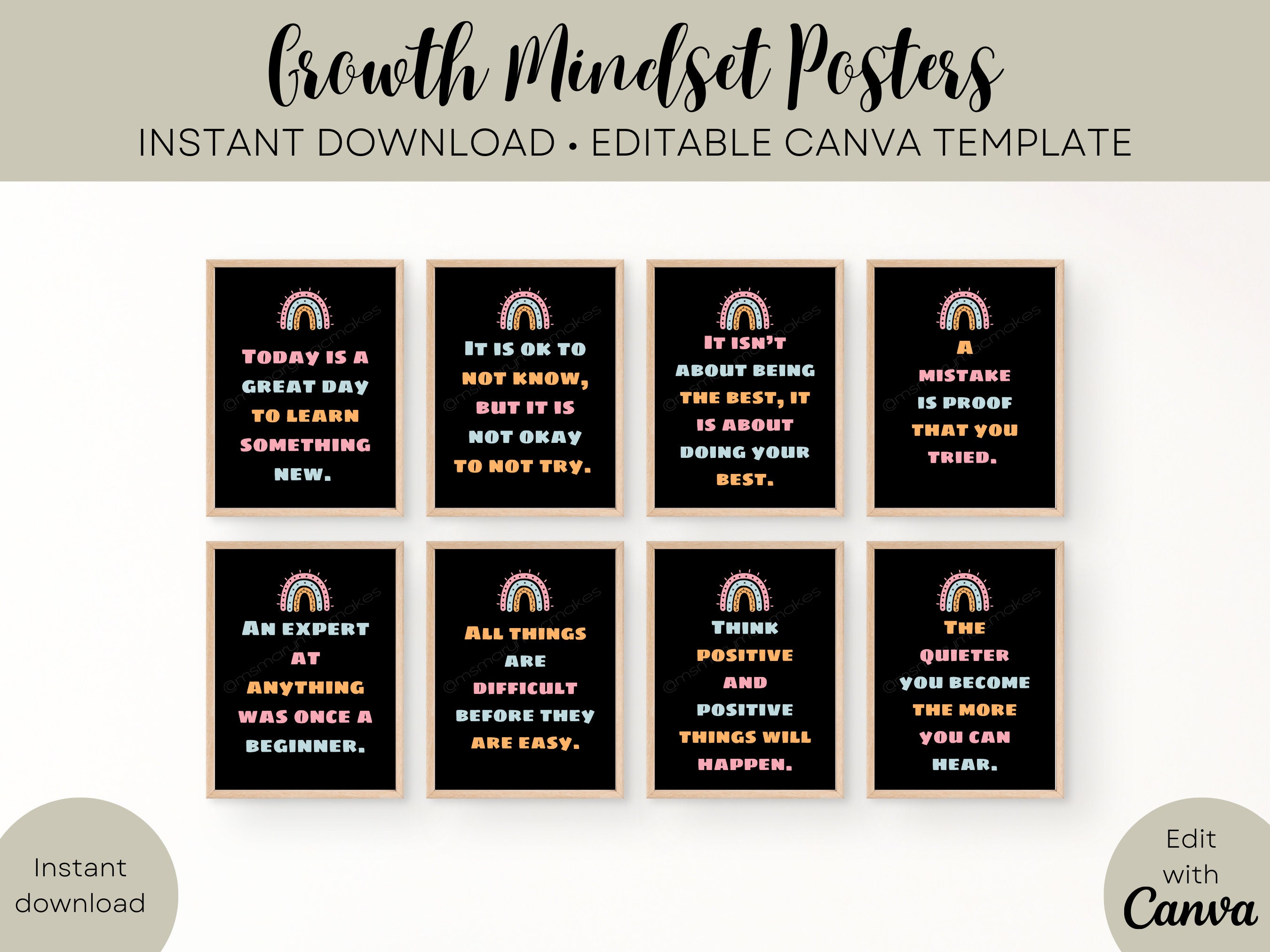 Growth Mindset Classroom Posters, Classroom Posters, Colorful Classroom ...