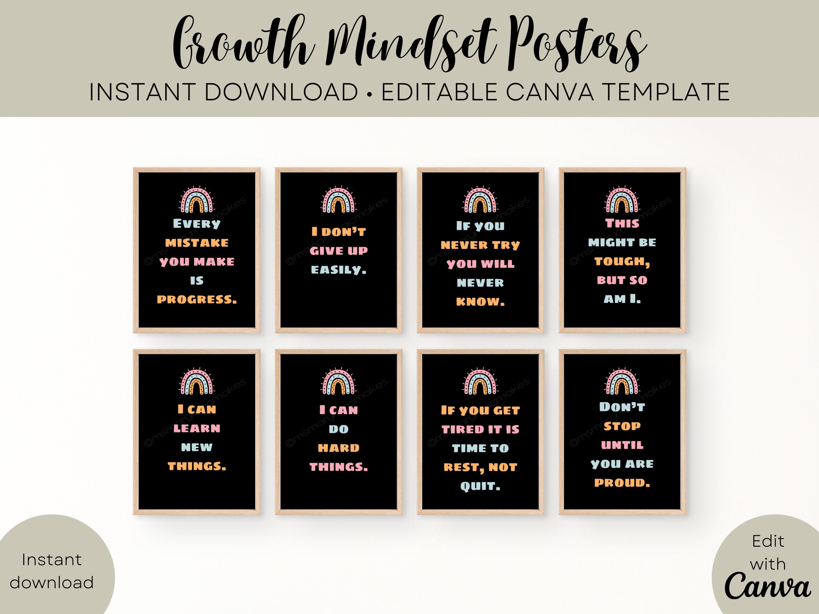 Growth Mindset Classroom Posters, Classroom Posters, Colorful Classroom ...