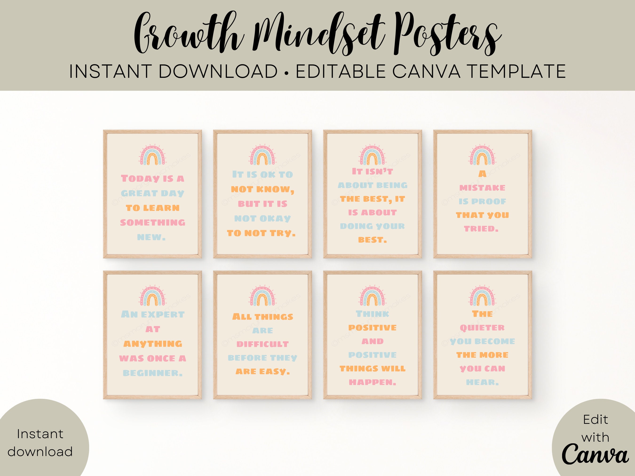 Growth Mindset Classroom Posters, Classroom Posters, Colorful Classroom ...