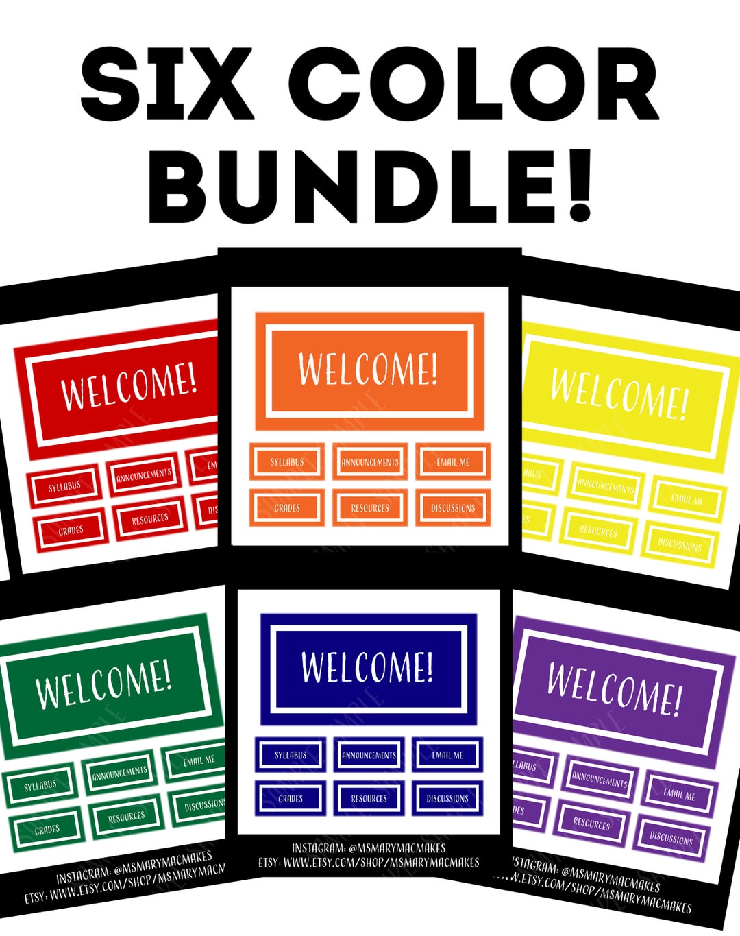 Customizable Canvas LMS Buttons Standard Color Bundle - Etsy