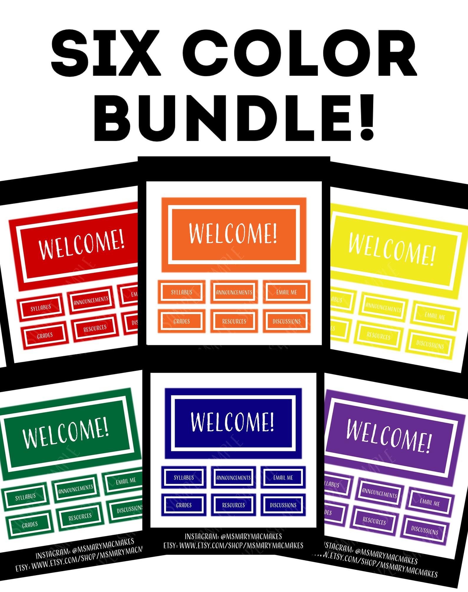 Customizable Canvas LMS Buttons Standard Color Bundle - Etsy