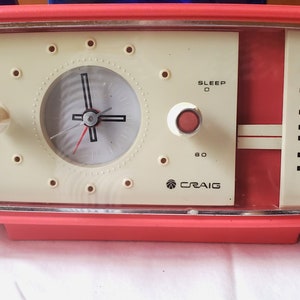 Craig Clock Radio 1602 Mod Pink and White 1960s - Etsy