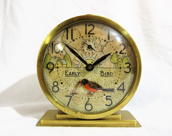 Westclox Early Bird Animated Alarm Clock Rockin' Robin 1930s - Etsy