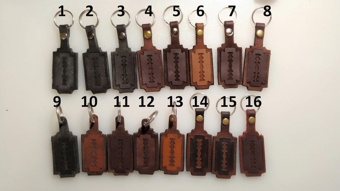Leather DE Razor Blade Keychain - Etsy