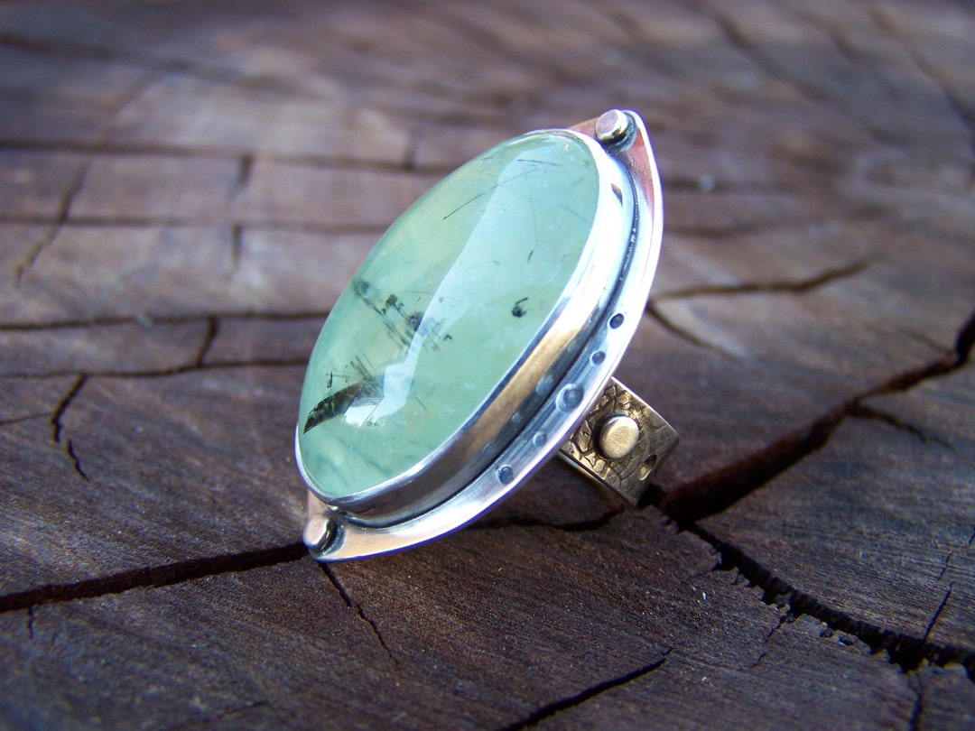 Earthly Ring ~ Sterling Silver and Prehnite - Etsy Australia