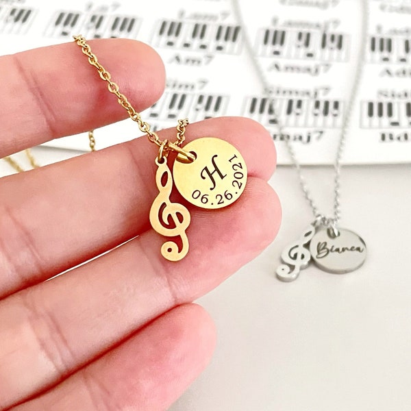 Music Note Necklace - Etsy