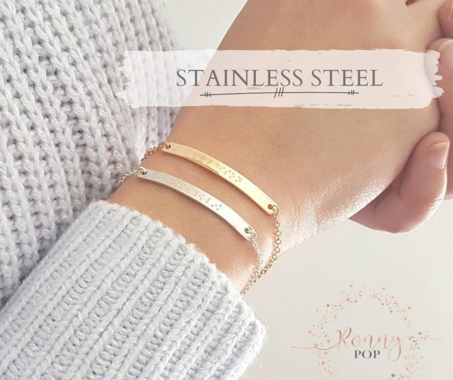 Engraved Dainty Bar Braille Bracelet Braille Alphabet Name - Etsy