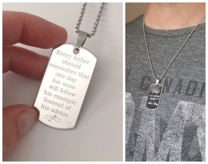 Collier Personnalisé pour Homme Militaire Tag Collier Acier Inoxydable ...