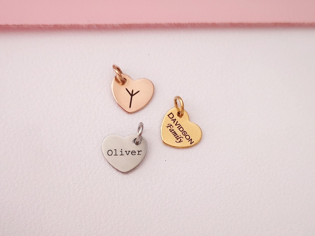 Heart Personalized 9x10mm Logo Charm Custom Tag Personalised Pendant in ...