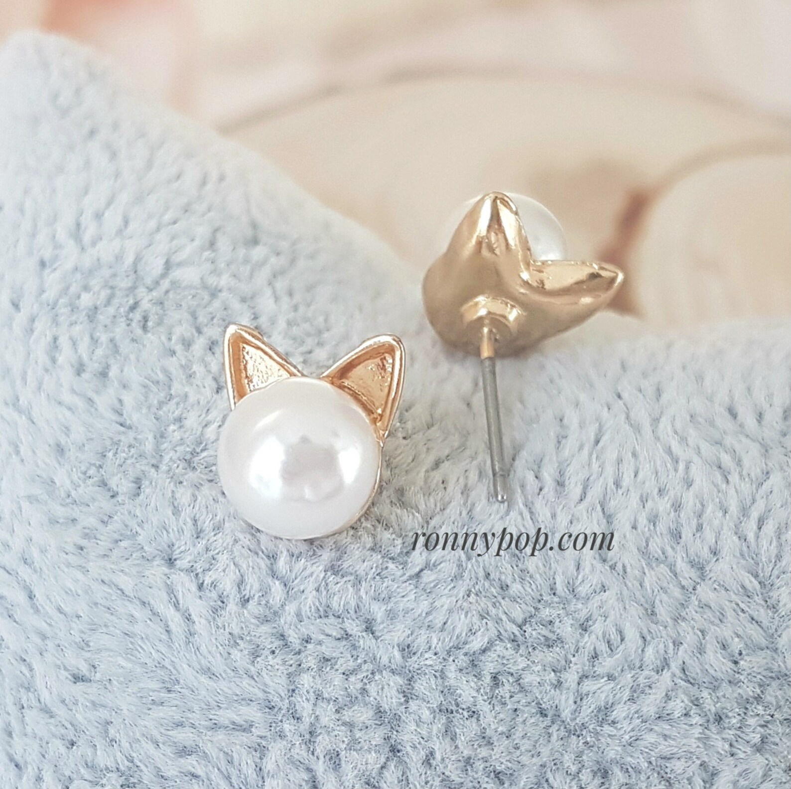 Pearl Cat Earrings Cat Jewelry Gold Jewelry Dainty - Etsy