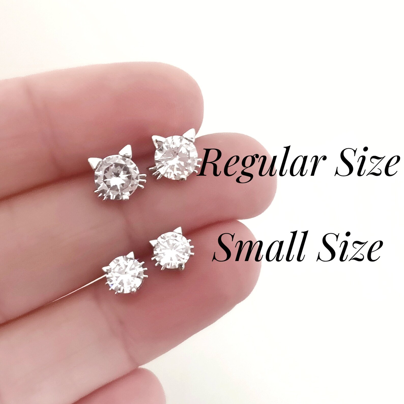 Cat Zirconia Earrings Cat Jewelry Animal Earrings Children Gift Tiny ...