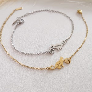 Personalized Little Cat Bracelet Cat Name Necklace Cat's Lover Gift ...