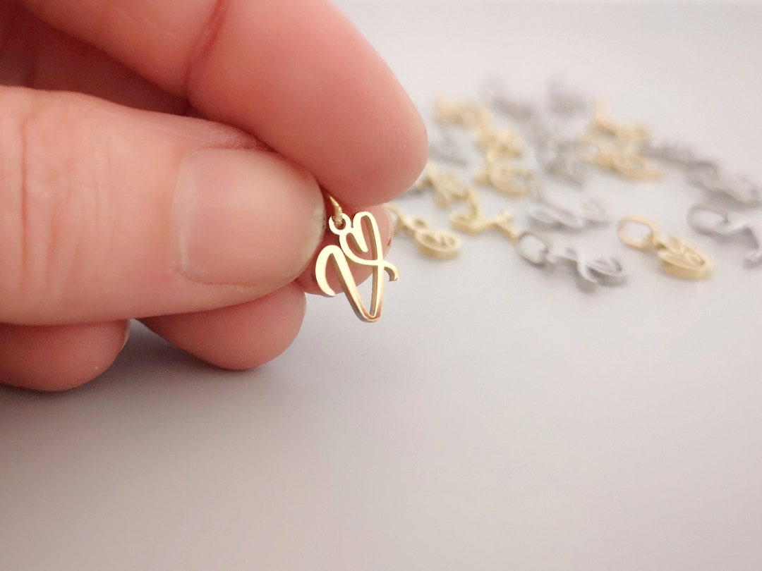 Tiny UPPERCASE Letters Pendant Heart Charms Initial Charms Letter ...