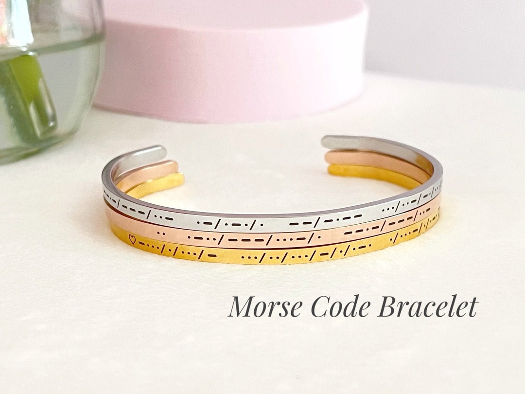 Morse Code Personalized Bangle Custom Bracelet Morse Code Jewelry Name ...