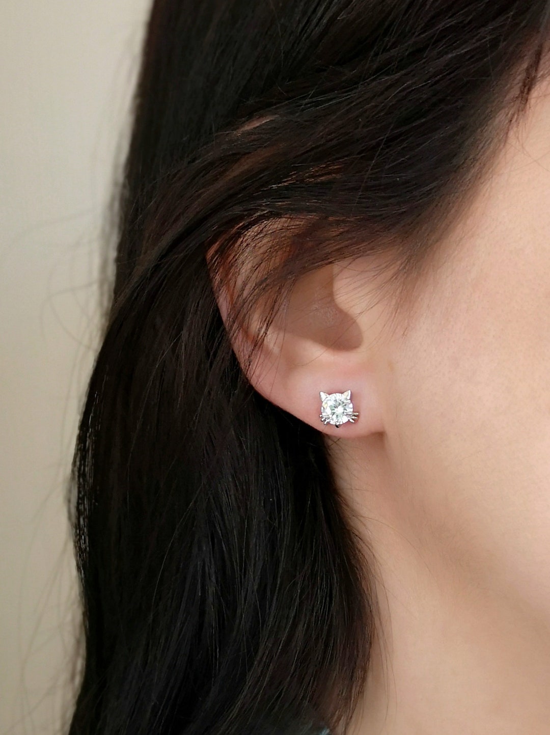 Cat Zirconia Earrings Cat Jewelry Animal Earrings Children Gift Tiny ...