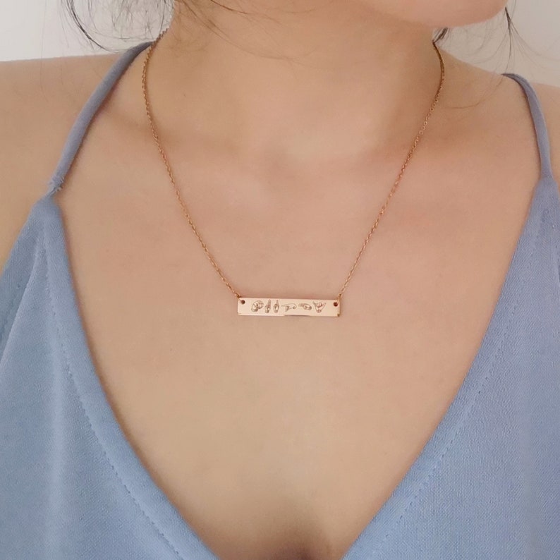 Sign Language Necklace ASL Necklace Name Necklace Custom Bar Necklace ...