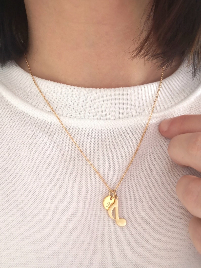 Initial & Music Note Necklace Music Jewelry Custom Necklace - Etsy