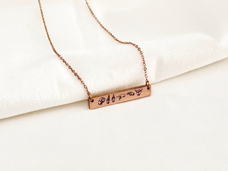 Sign Language Necklace ASL Necklace Name Necklace Custom Bar - Etsy