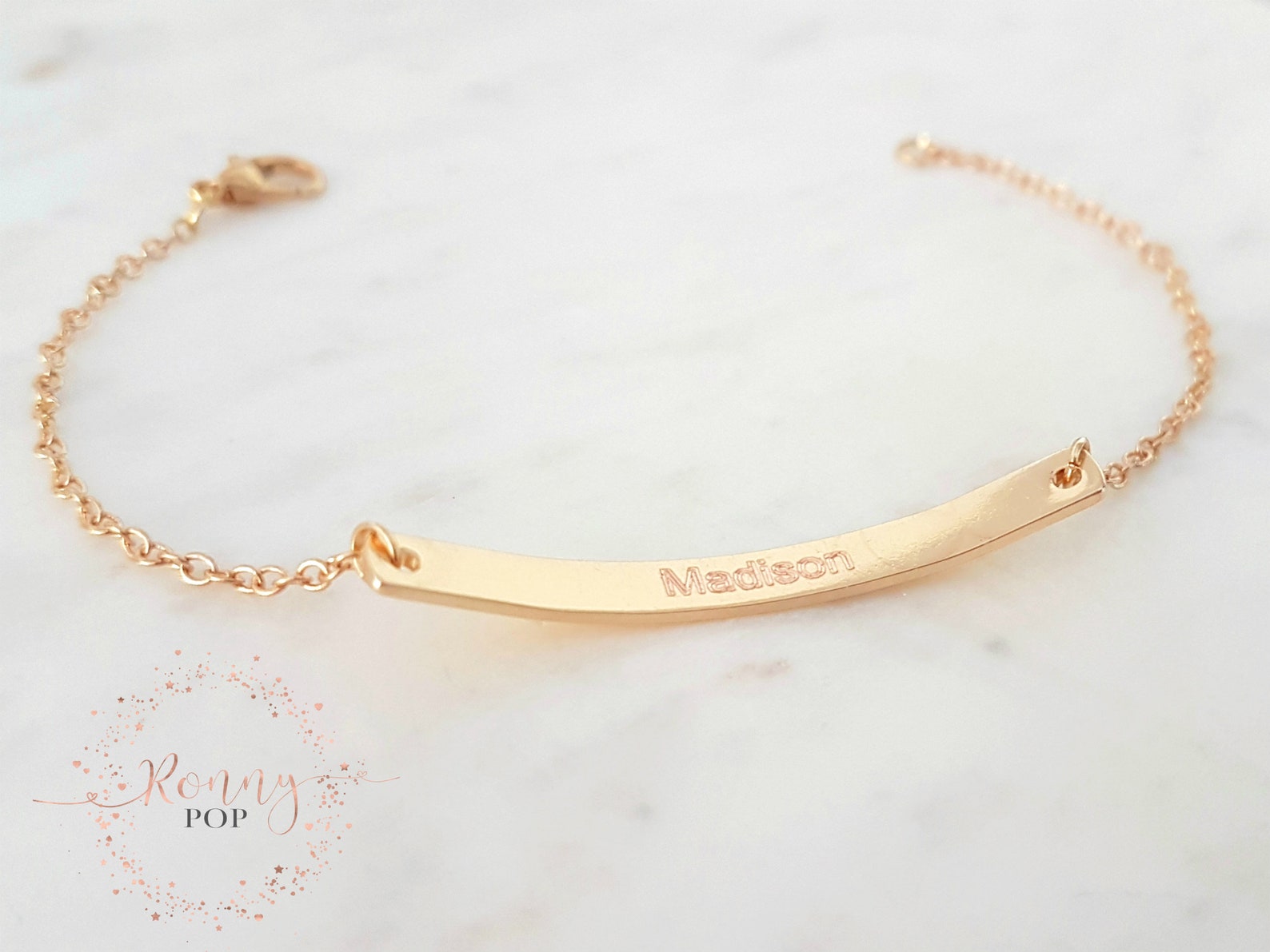 Engraved Dainty Bar Braille Bracelet Braille Alphabet Name Jewelry ...