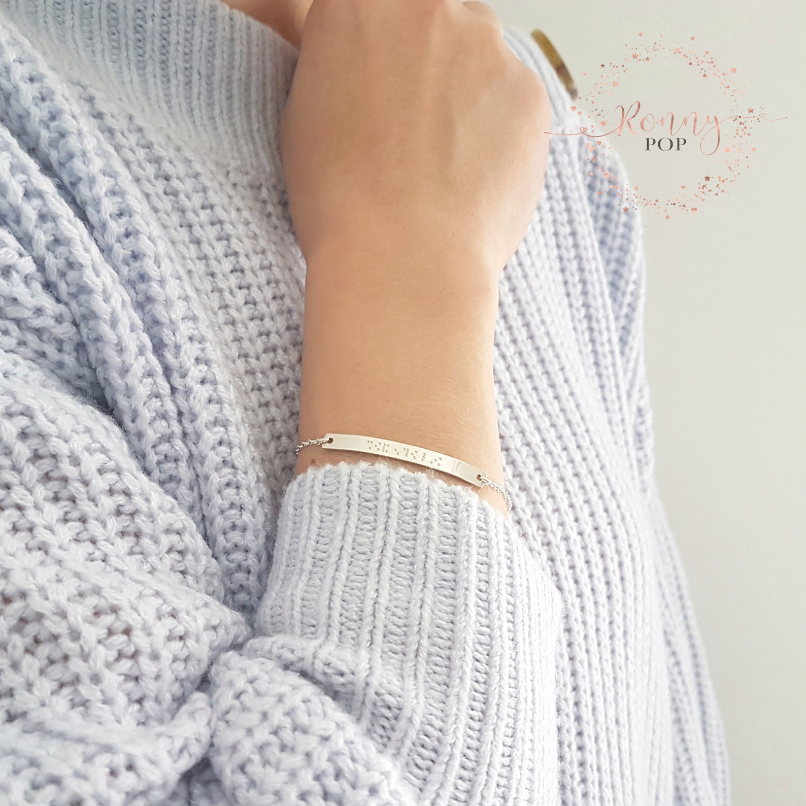 Engraved Dainty Bar Braille Bracelet Braille Alphabet Name Jewelry ...