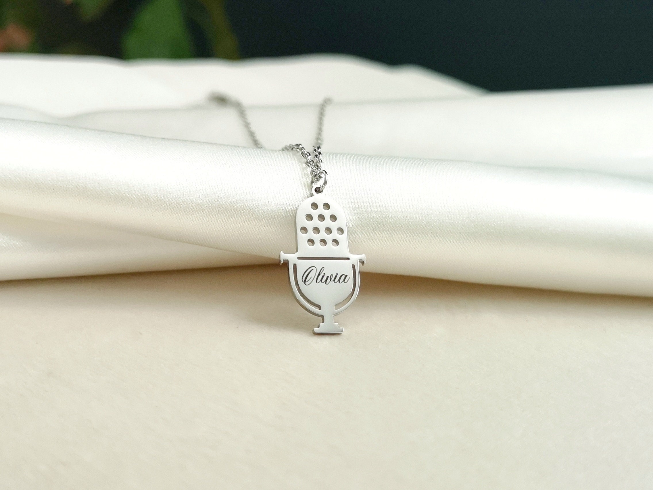 Personalized Microphone Necklace Name Necklace Singer Gift the Voice ...