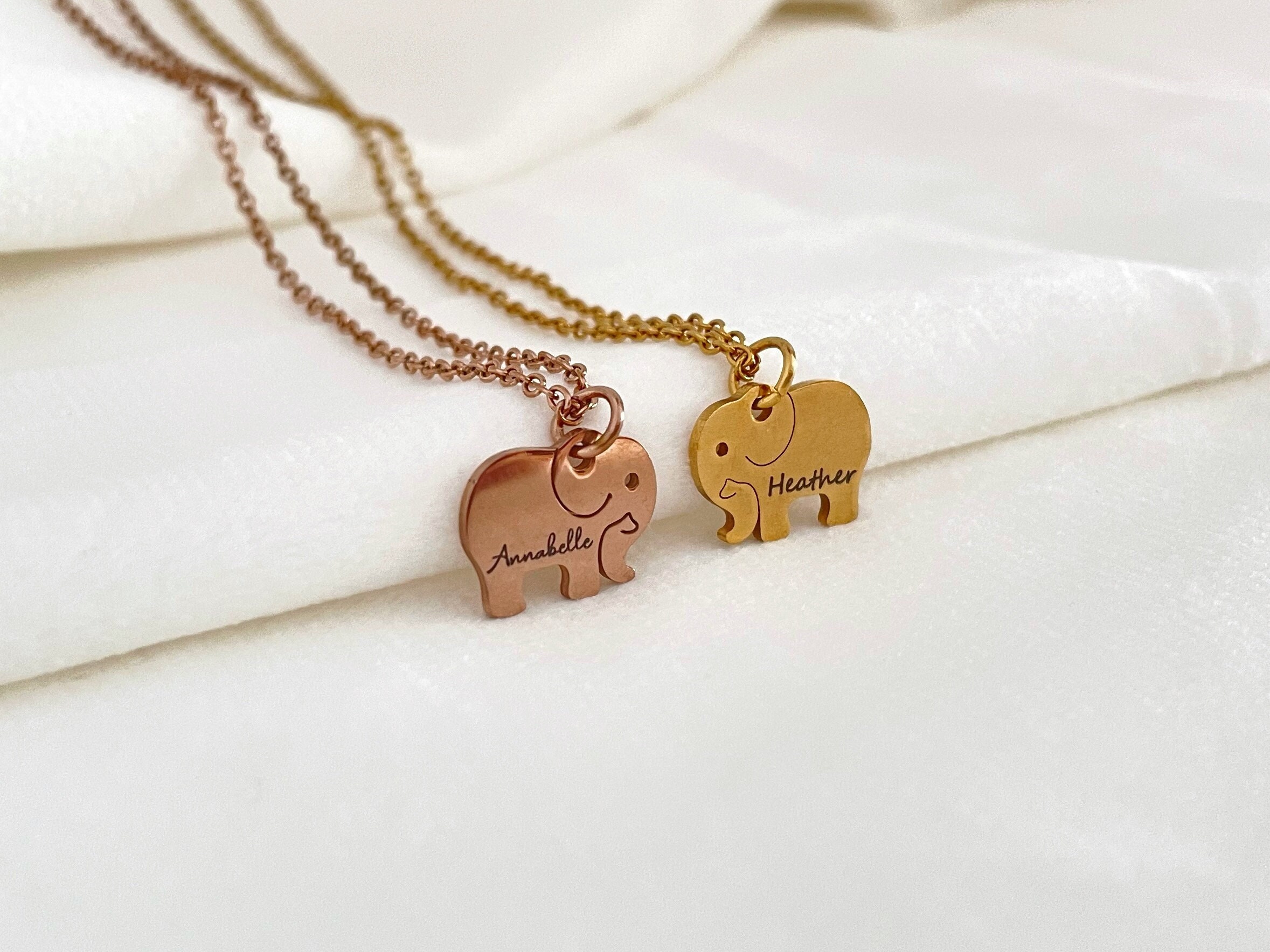 Dainty Personalized Elephant Necklace Custom Name Necklace Lucky Charm Jewelry Gift for Mom Mother s Day Gift