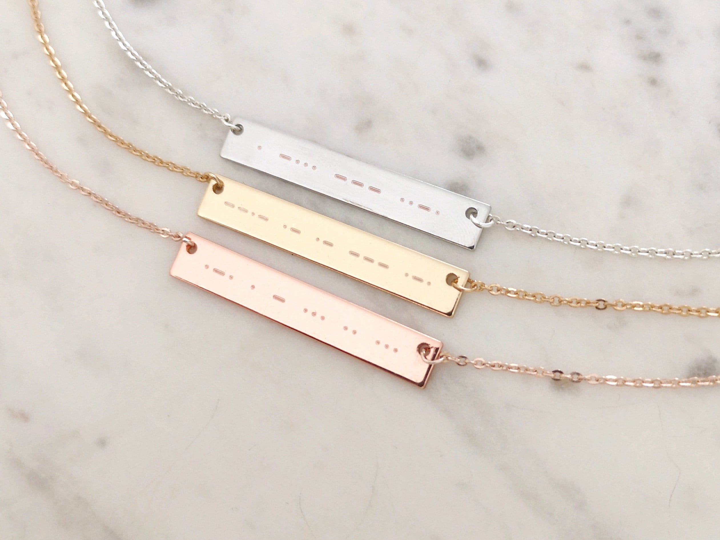 Morse Code Necklace Personalized Bar Engraved Jewelry Morse - Etsy