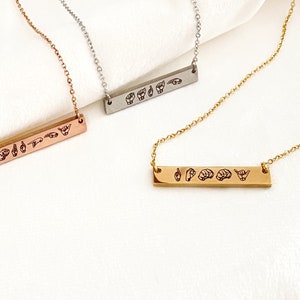 Sign Language Necklace ASL Necklace Name Necklace Custom Bar Necklace ...