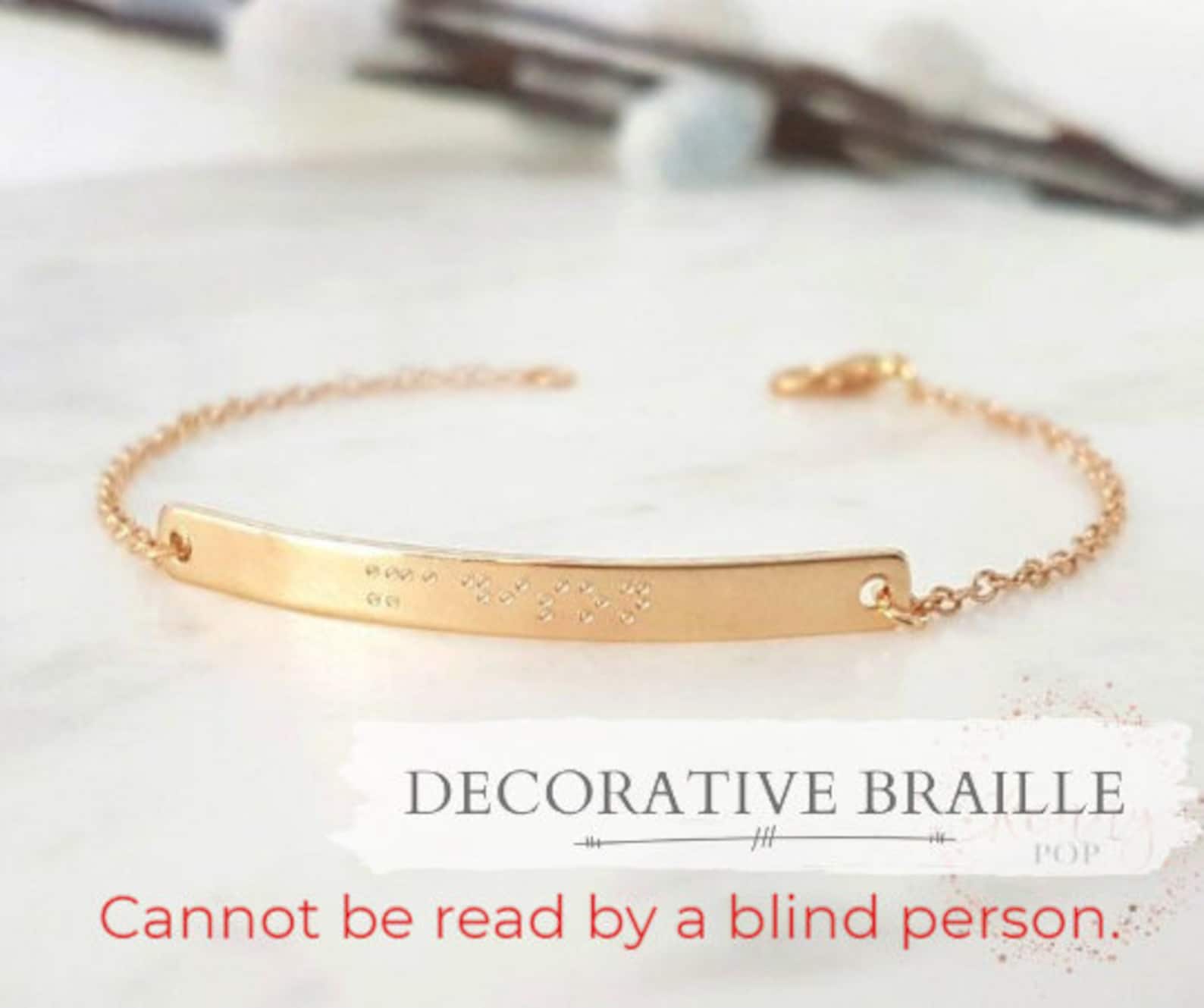Engraved Dainty Bar Braille Bracelet Braille Alphabet Name Jewelry ...