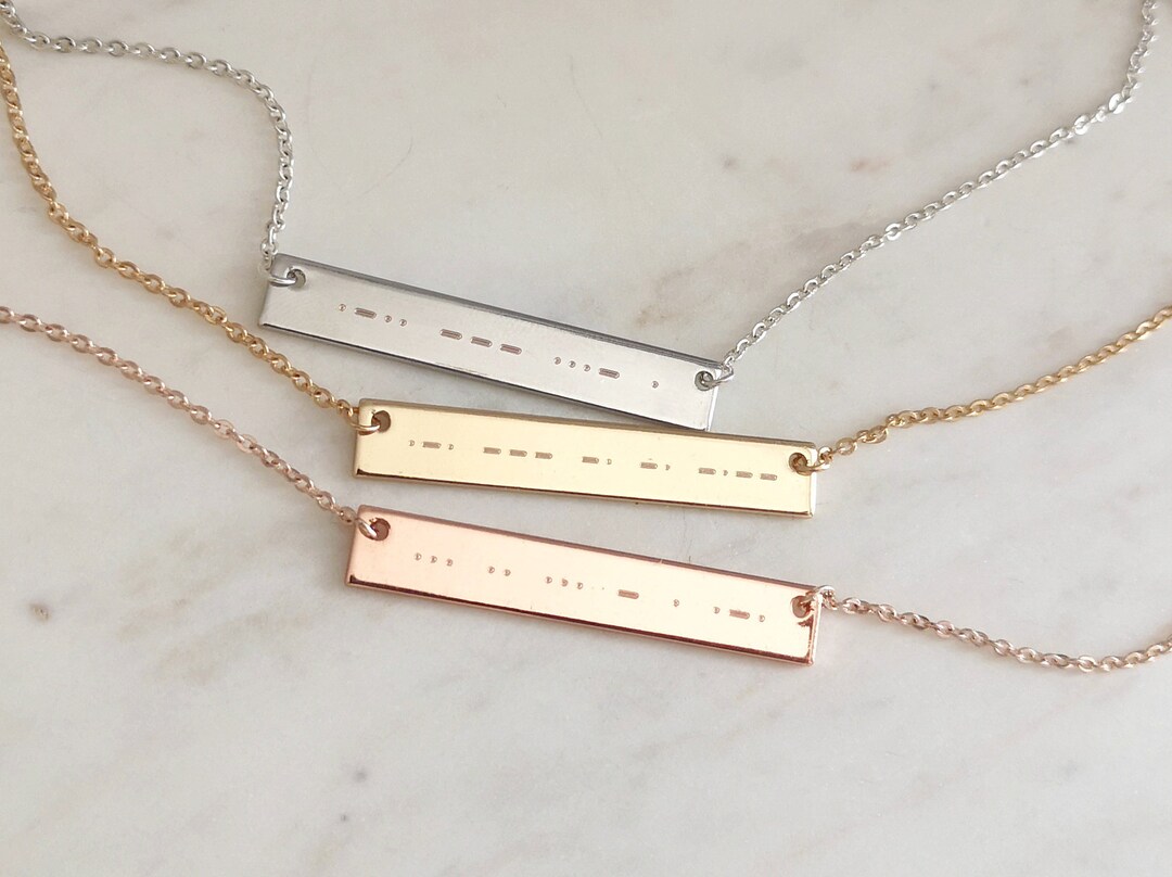 Morse Code Necklace Personalized Bar Engraved Jewelry Morse Code ...