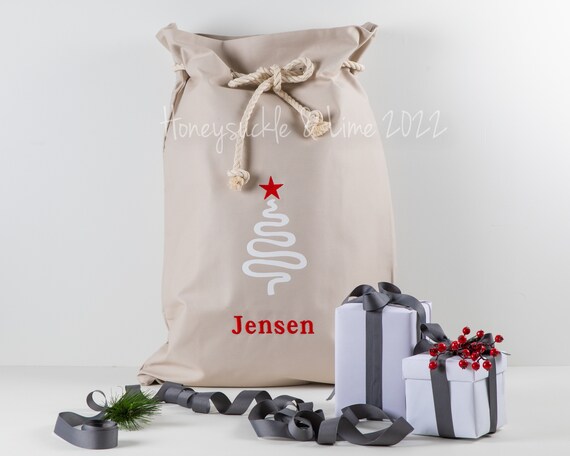 Personalised Santa Sack Christmas Tree Natural - Etsy Australia