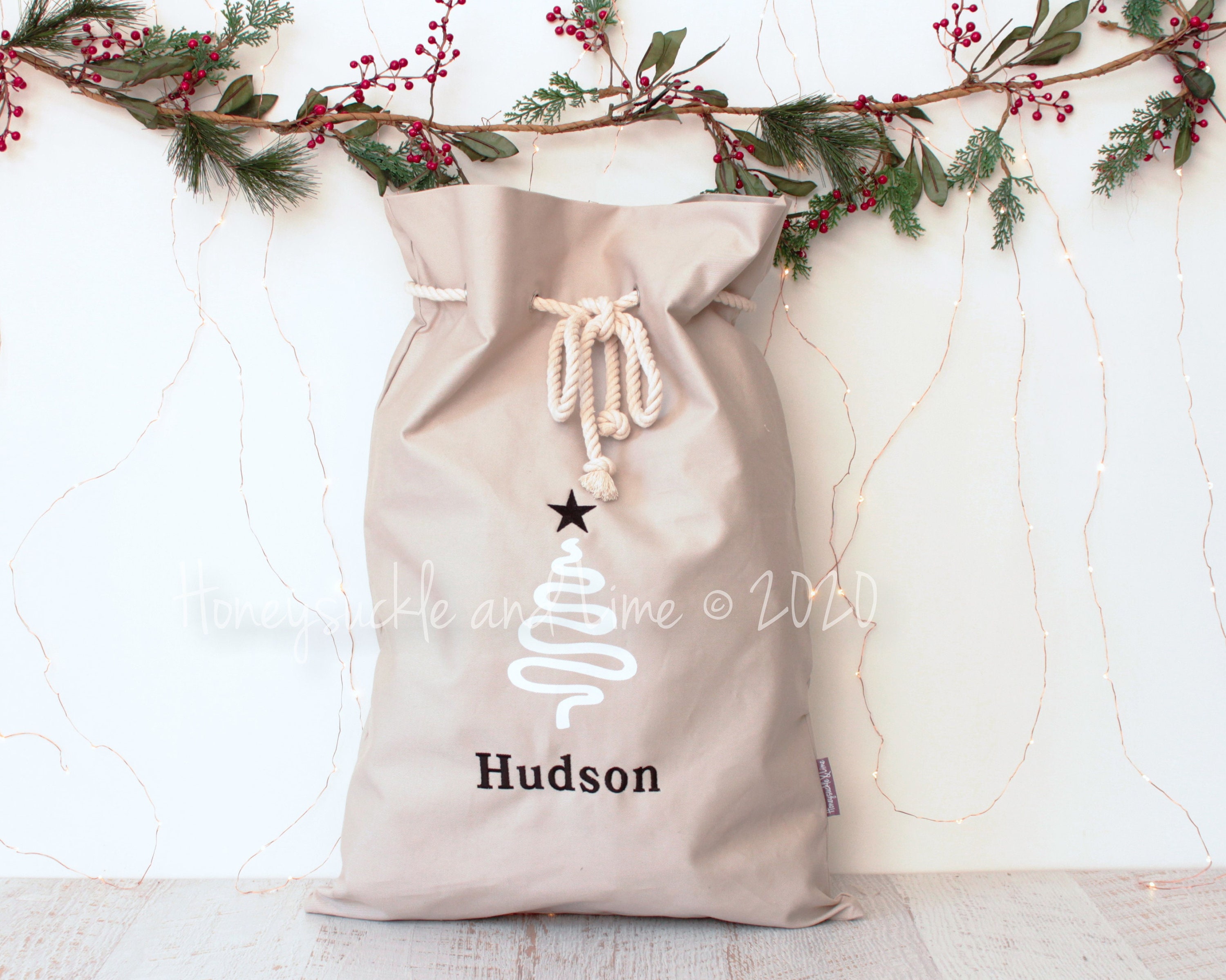 Personalised Santa Sack Christmas Tree Natural - Etsy Australia