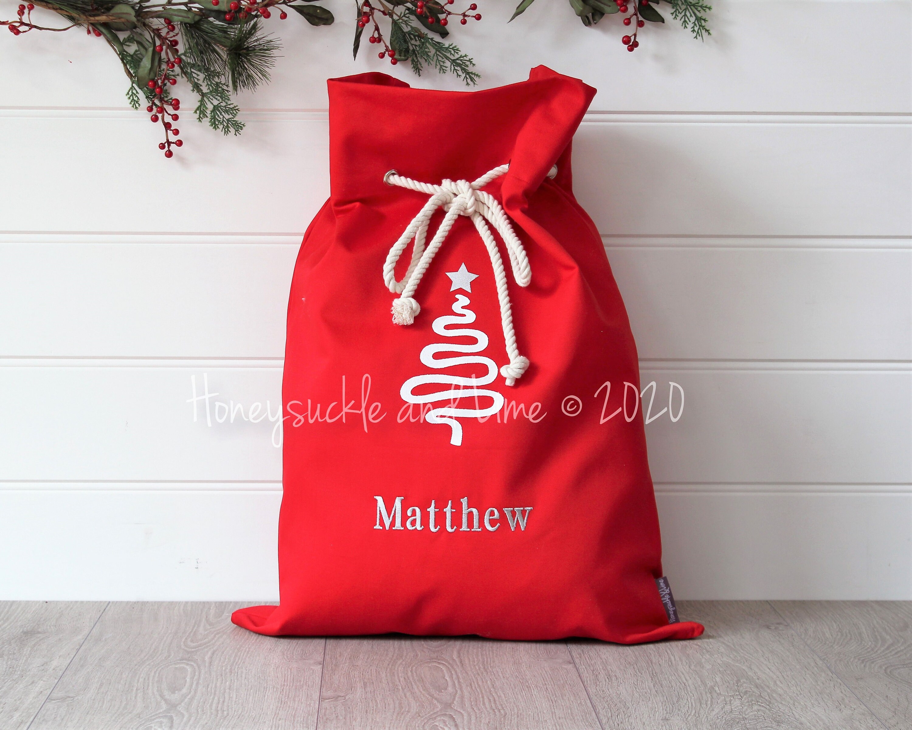 Personalised Santa Sack Christmas Tree Natural - Etsy Australia