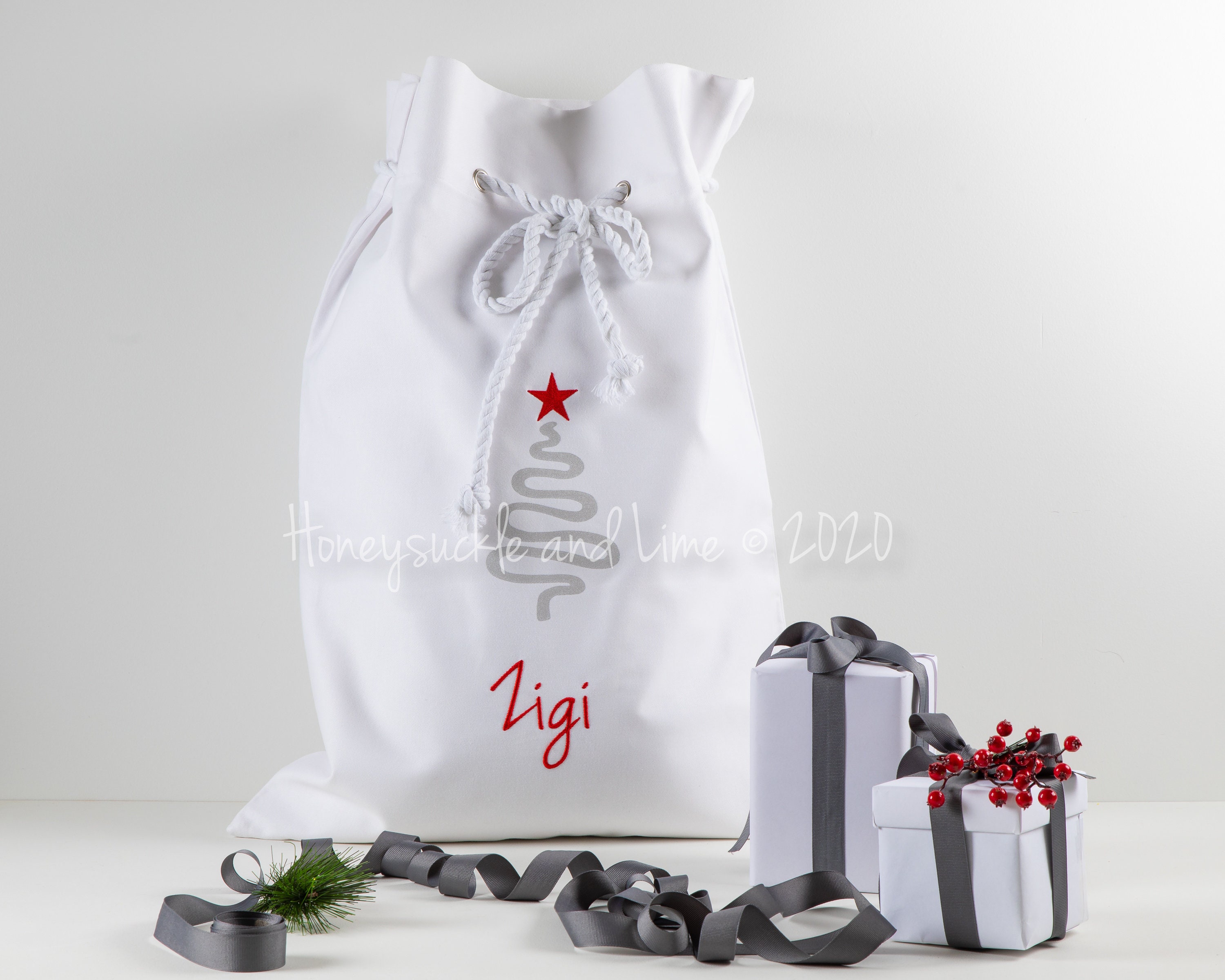 Personalised Santa Sack Christmas Tree Natural - Etsy Australia