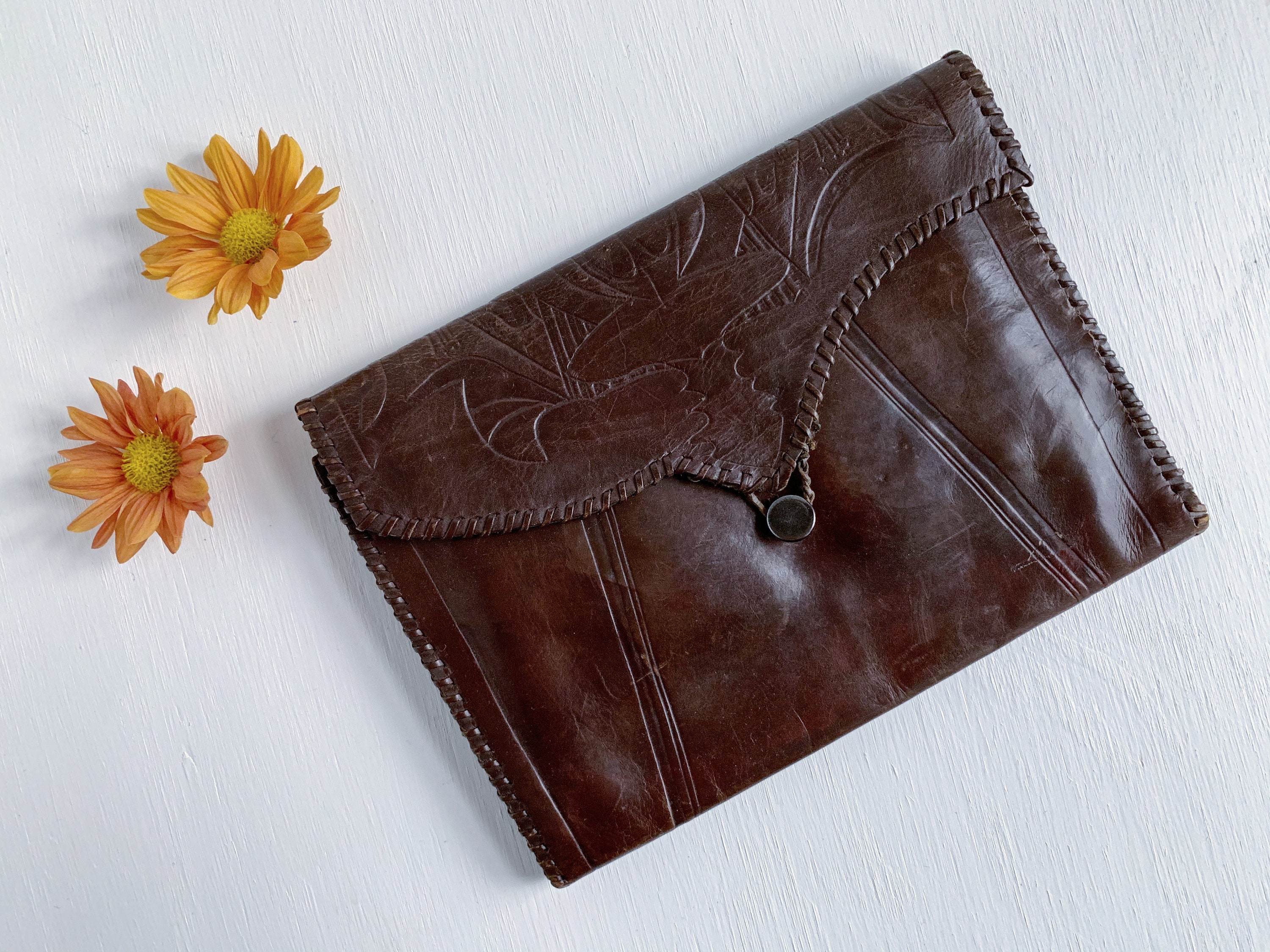 Rare Art Deco Tooled Leather Clutch / 1920s Era / Southwest Meets Art ...