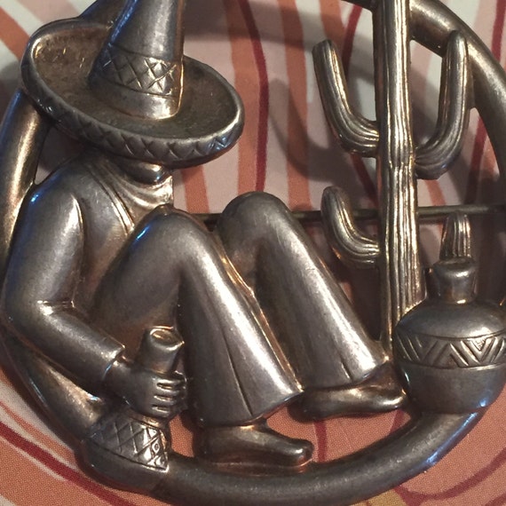 mid century mexican brooch - Gem