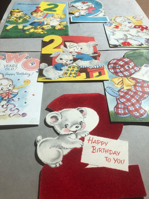 2 Vintage 1950's Birthday Cards Paper & Party Supplies Greeting Cards ...