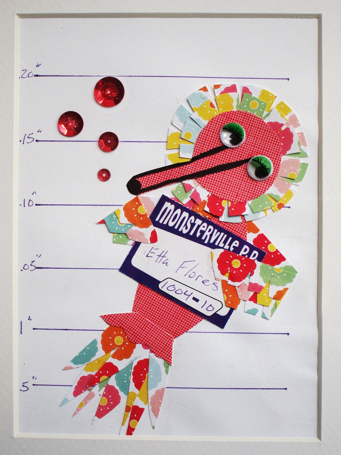 Monster Mugshot Framed Collage - Etta Flores - Etsy