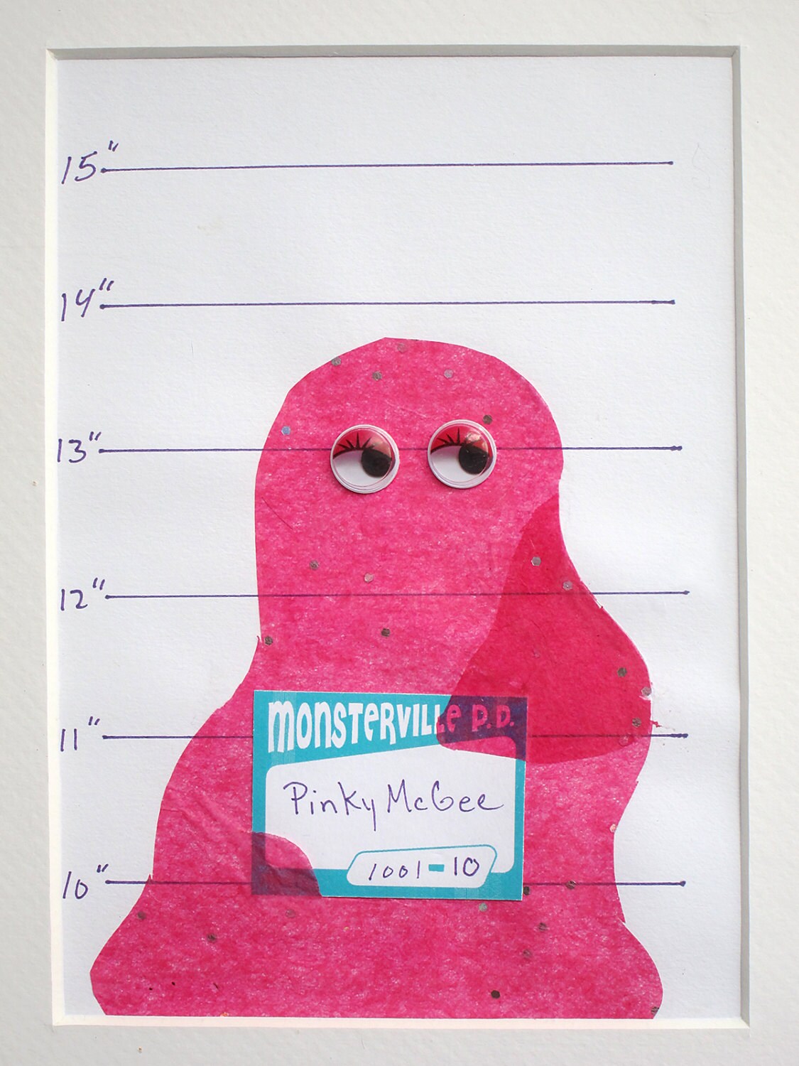 Monster Mugshot Framed Collage- Pinky Mcgee - Etsy