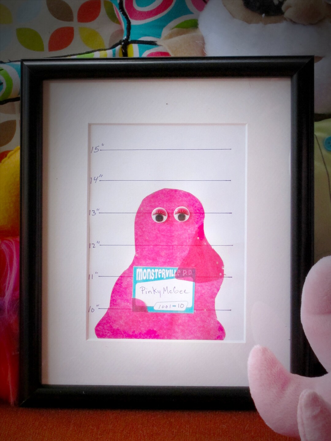 Monster Mugshot Framed Collage- Pinky Mcgee - Etsy