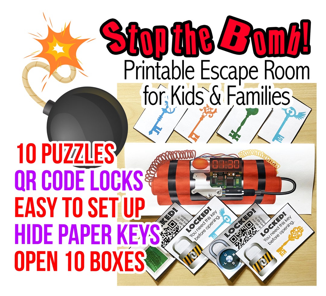 Escape Room for Kids | Stop the Bomb | Printable Escape Room, QR Code ...