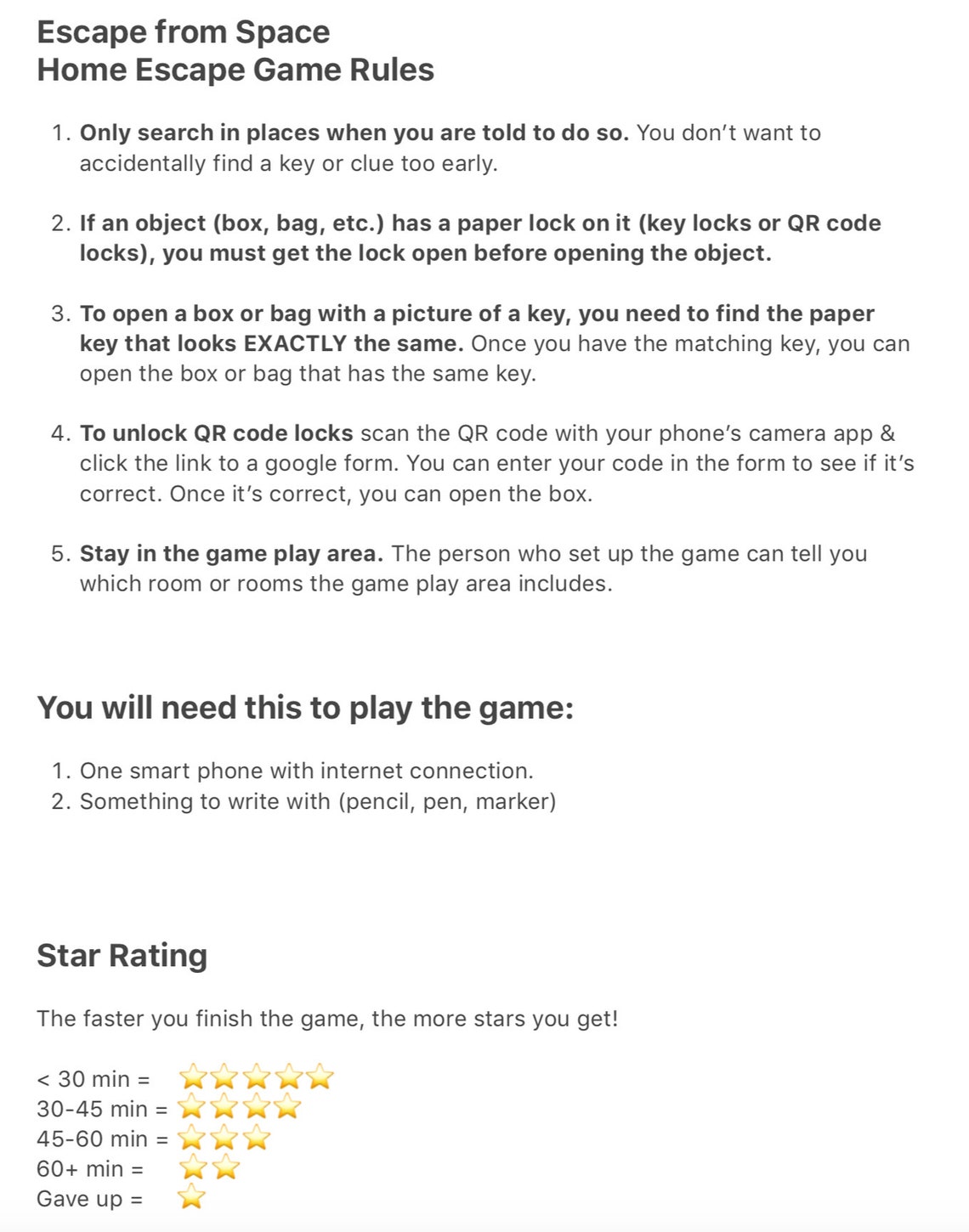 Escape Room for Kids Escape From Space Printable Escape - Etsy