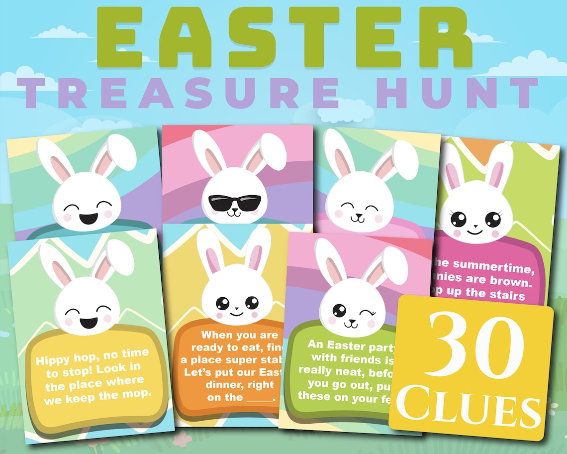 Easter Scavenger Hunt Easter Treasure Hunt Clues Easter | Etsy