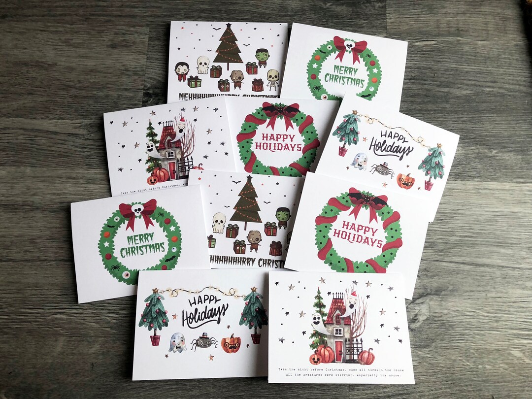 Spooky Christmas Cards 10 Pack, Creepy Christmas, Creepmas, Gothic ...