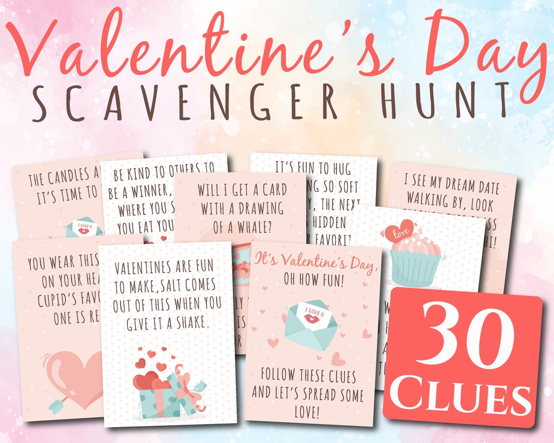 Valentine's Day Scavenger Hunt,valentine's Treasure Hunt,valentine's ...