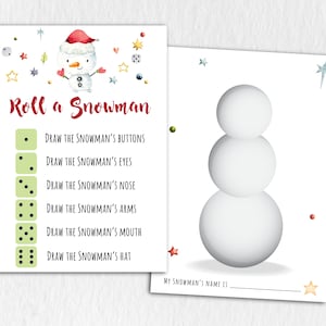 Christmas Roll A Snowman Dice Game,christmas Dice Game,printable ...
