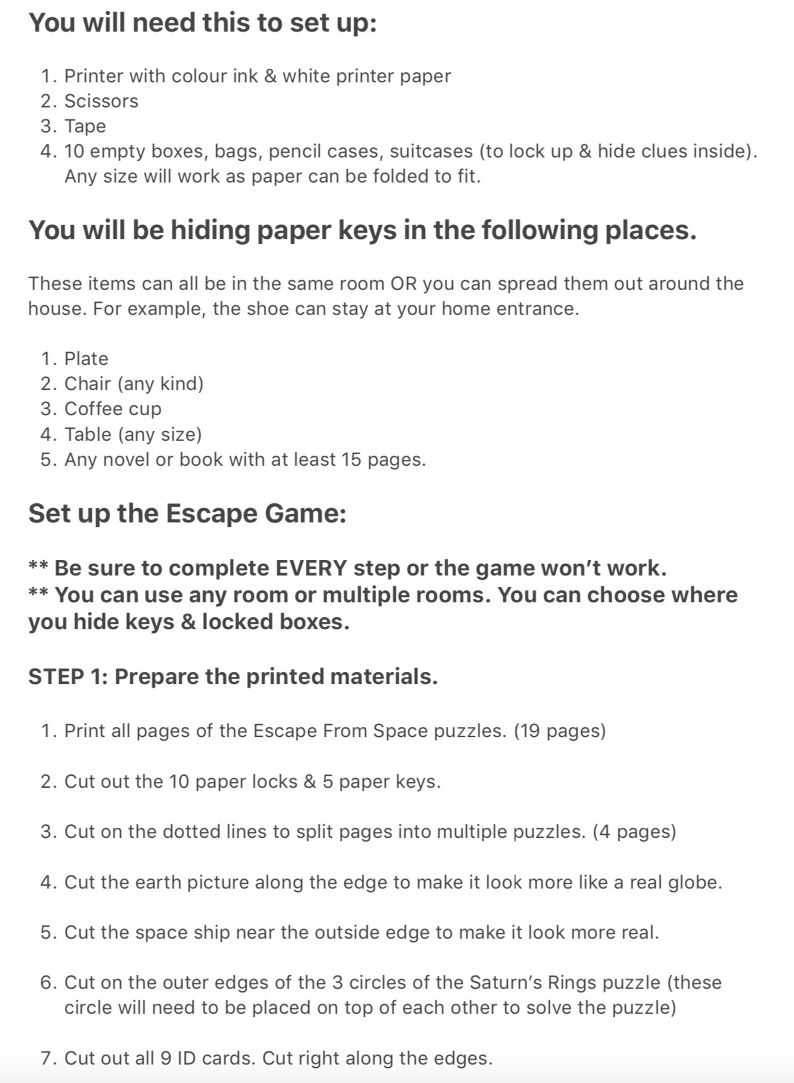 Escape Room for Kids Escape From Space Printable Escape - Etsy