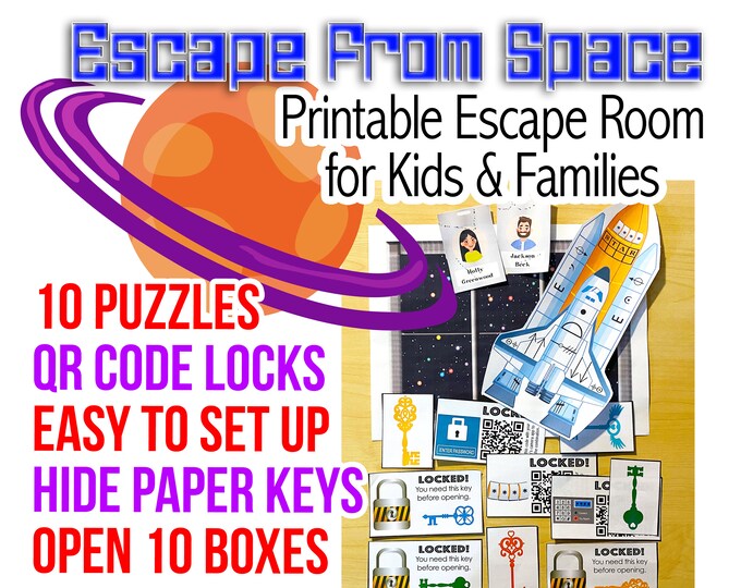 Escape Room for Kids Escape From Space Printable Escape Room, QR Code ...
