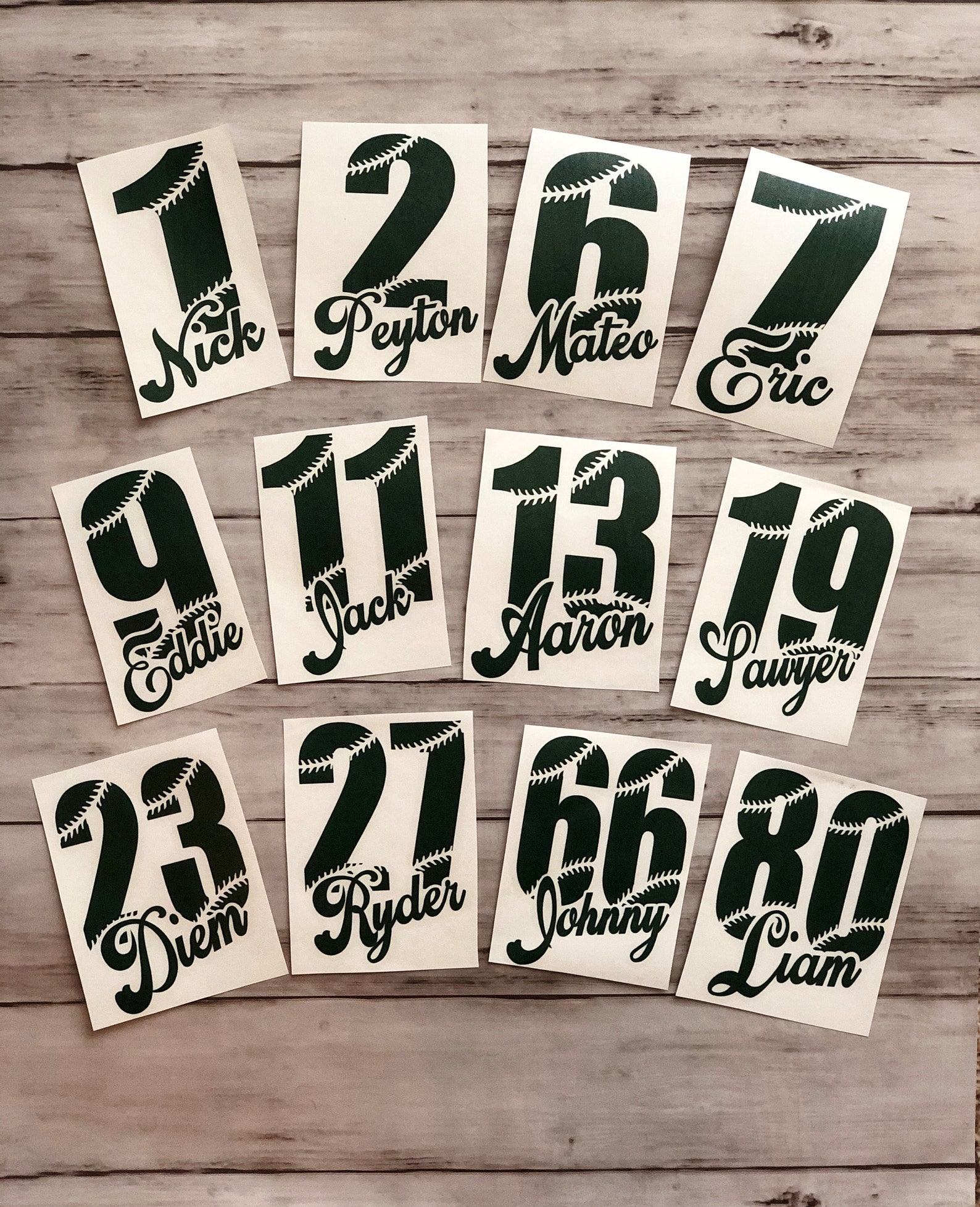 Personalized Baseball or Softball Number Decals Team - Etsy