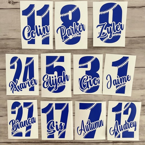 Personalized Baseball or Softball Number Decals Team - Etsy
